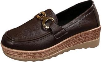 Generic Chaussures &agrave; enfiler &agrave; talon compens&eacute; confortables pour femme - Couleur unie - Boucle en m&eacute;tal - Style classique et confortable - Pour lext&eacute;rieur, mar