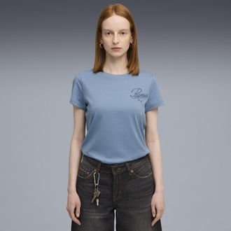 Puma ESS SCRIPT T-Shirt Damen, Kleidung, Blau, S