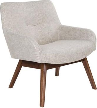 Altobuy Harrow - Fauteuil Noyer Massif Naturel et Tissu Sable