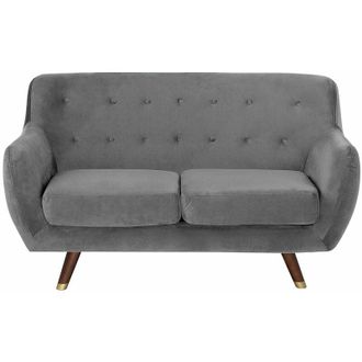 Beliani Beliani - Sofa Grau Samtstoff 2-Sitzer Minimalistisch Retro Wohnzimmer