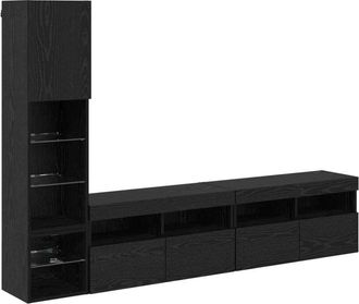 vidaXL TV-Wandm&ouml;bel Wandmontiert 4 pcs Schwarz Eichen-Optik Holzwerkstoff vidaXL