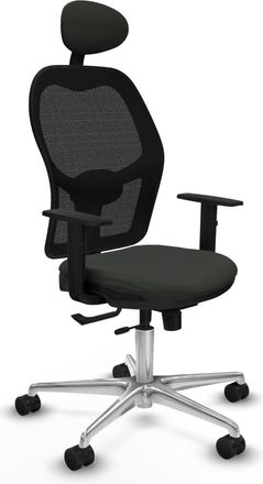 Piqueras y Crespo Schreibtischstuhl aus Netzstoff mit schwarzen Armlehnen, h&ouml;henverstellbare Lendenwirbelst&uuml;tze und festes Kopfteil, ausgestattet mit Syncro/Traslack un