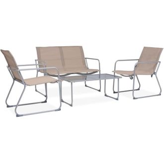 vidaXL Vidaxl - Salon de jardin 4 pcs Tissu et acier Taupe