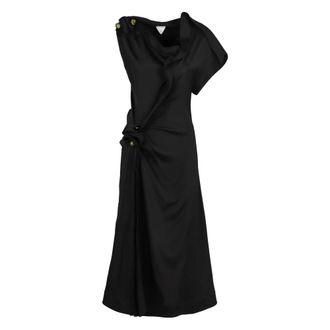 Bottega Veneta Elegantes Viskosekleid mit Verzierten Kn&ouml;pfen - - Dresses - Damen - Schwarzk - XS