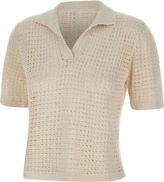 Eleventy Femme, Pulls, Blanc, Taille: 40 FR Pull &agrave; col en V