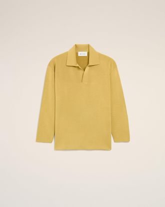 Ami Polo Jaune Manches Longues en Laine Jaune Pastel - XXS - Homme