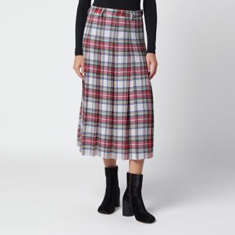 Maison Margiela Langer Faltenrock aus Wollmischung mit Check-Muster