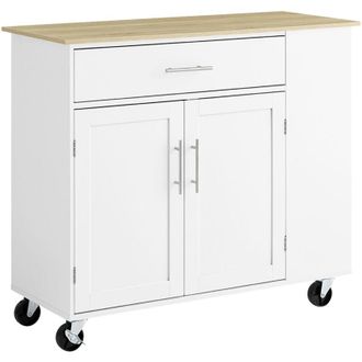 SoBuy SoBuy Mobiles K&uuml;cheninsel - Servierwagen mit Rollen mit Arbeitsfl&auml;che und Schublade f&uuml;r Esszimmer oder Au&szlig;enk&uuml;che, Wei&szlig;, 99&times;40&times;85 cm, FKW133-WN