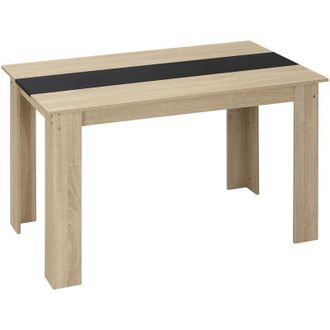 HOMCOM Homcom - Table &agrave; manger grand plateau 4-6 personnes - dim. 120L x 69l x 75H cm - panneaux noir aspect ch&ecirc;ne clair