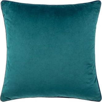 furn. Meridian Kissen mit Federf&uuml;llung - Luxuri&ouml;ses Dekokissen aus Samt mit Kontrastpaspelierung (Blaugr&uuml;n/Marine - 45x45cm)