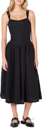 The Drop Balu Feminine Shaped Waist Midi Dress Kleider, Schwarz, 3XL Große Größen