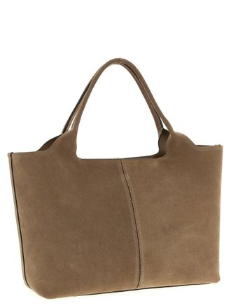 Tod's Womens Calfskin Tote Beige Leather