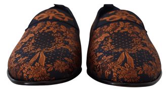 Dolce & Gabbana Mens Floral-Embroidered Loafer Navy Cotton