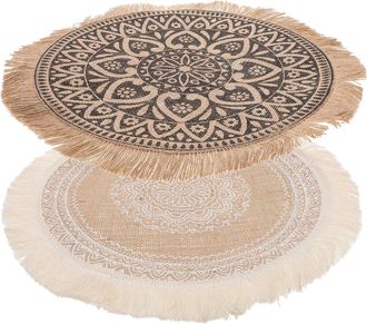 BESPORTBLE Homoyoyo 2st&uuml;cke Tischsets Aus Jute Hitzebest&auml;ndige Runde Platzsets Waschbare Tischunterlagen F&uuml;r K&uuml;che Und Esszimmer Boho-Stil Platzsets F&uuml;r T&auml;gliche