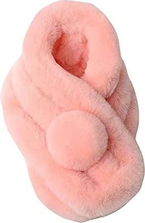 Lina & Lily Écharpe Femme Hiver Tour de Cou avec Pompon en Fausse Fourrure (Rose Pêche)