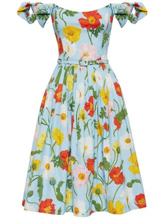 Oscar De La Renta robe mi-longue &agrave; motif cachemire - Bleu
