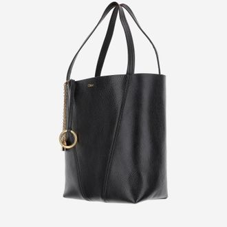 Chlo&eacute; Womens Spin Tote Bag Garnet Leather Black Shoulder