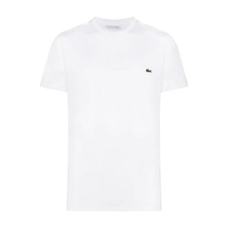 Lacoste Homme, Tops, Blanc, Taille: L T-shirts Blancs avec Logo Brod&eacute;