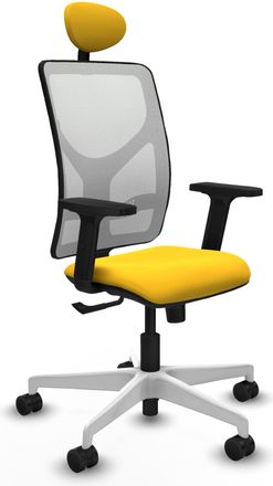 Piqueras y Crespo Arbeitsstuhl mit Armlehnen, h&ouml;henverstellbarer Lendenwirbelst&uuml;tze und festem Kopfteil, ausgestattet mit Sincro 3-Positionen und Schneideschaum, Wei&szlig;/G