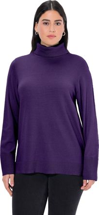 Ulla Popken Damen Rollkragenpullover, Breite Rippbündchen, Langarm Pullover, Tiefes Violett, 58-60 EU