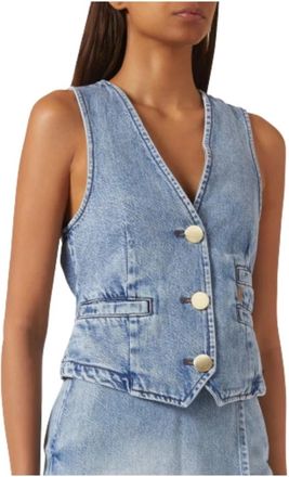 A|X Armani Exchange Femme, Vestes, Bleu, Taille: 46 FR Light Denim Gilet
