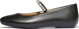 FitFlop Delicato Pearls-And-Crystal Leather Ballet Flats, Damen-Ballerinas, Schwarz, 37 EU, Schwarz, 37 EU
