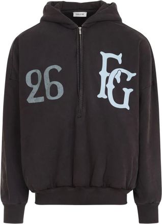 Fear of God Homme, Sweatshirts et sweats &agrave; capuche, Brun, Taille: S Baseball Club Half Zip Sweat &agrave; capuche