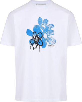 Iceberg Homme, Tops, Blanc, Taille: XL T-shirt Fleur Hawa&iuml;enne