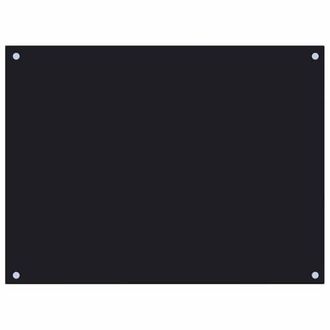 vidaXL Dosseret de Cuisine Carrelage Mural D&eacute;coration Protection Anti-&eacute;claboussures R&eacute;sistant aux Rayures Noir 80x60 cm Verre Tremp&eacute;