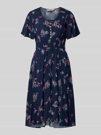 Apricot Knielanges Kleid aus Viskose mit V-Ausschnitt