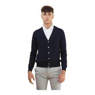 Barba Leichte Strickjacke mit V-Ausschnitt - - Knitwear - Herren - Blau - 5XL