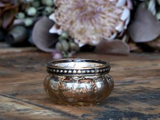 Chic Antique 3er Set Teelichthalter Windlicht Champagner Deko Landhaus Nostalgie Shabby Vintage Chic Antique