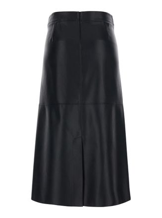 Max Mara Womens Midi Skirt Crisma Black Leather Polyester