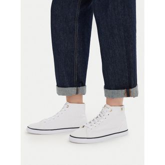 Tommy Hilfiger Sneakers aus Stoff Tommy Hilfiger Th Chic Low Profile Mid Cut FW0FW09356 Wei&szlig;