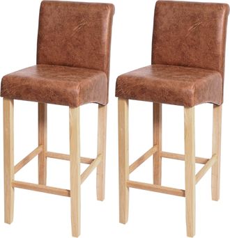 Mendler 2er-Set Barhocker HWC-C33, Barstuhl Tresenhocker, Holz - Wildlederimitat, helle Beine, Stoff/Textil