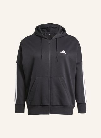 adidas Essentials 3-Streifen Full-Zip Fleece Kapuzenjacke (Grosse Gr&ouml;ssen) schwarz