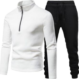 Generic Surv&ecirc;tement pour homme - Couleur unie - Demi-fermeture &eacute;clair - Col montant - Ensemble de v&ecirc;tements de sport d&eacute;contract&eacute;s - Haut de jogging - Pantalon