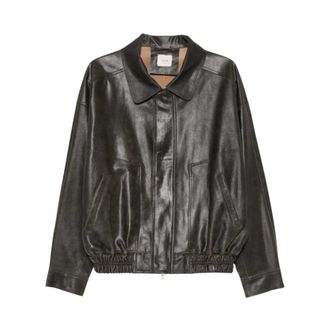 Alysi Bomber en cuir - Femme - Vestes - Brun - Taille: 38 FR