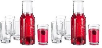 Relaxdays Wasserkaraffe Set mit Gläsern, 5-teiliges Set, 1,5 l, 200 ml, Karaffe ohne Deckel, Wassergläser, transparent (Packung mit 2)