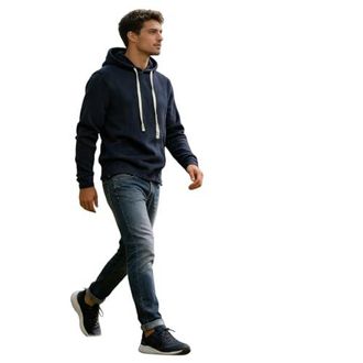 Generic Pull &agrave; manches longues pour homme - Automne et hiver - Col montant - D&eacute;contract&eacute; - Tendance - Col en V, Bleu fonc&eacute; (capuche), S