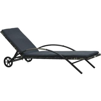 vidaXL Chaise longue avec coussin et roues R&eacute;sine tress&eacute;e Anthracite