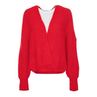American Vintage Femme, Pulls, Rouge, Taille: 40/42 FR Alpaca Blend Oversized Cardigan
