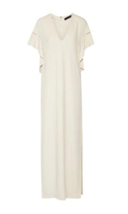 Elie Saab Cream Frill Sleeves Maxi Dress Size XXS