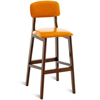 Generic Barhocker in Tresenh&ouml;he, Tresenhocker aus PU-Leder mit R&uuml;cken- und Fu&szlig;st&uuml;tze, K&uuml;cheninsel-Fr&uuml;hst&uuml;cksbarst&uuml;hle, Holzrahmen, 136 kg