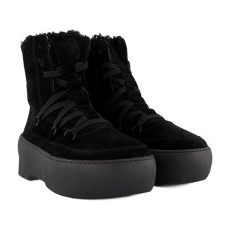 Gia Borghini Womens Shearling-Lined Lace-Up Ankle Boot Black
