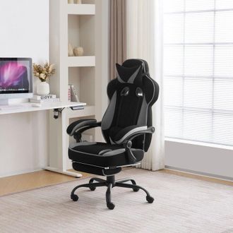 Woltu B&uuml;rostuhl Gaming Stuhl mit Taschenfederkissen Ergonomischer Gaming Chair mit Fu&szlig;st&uuml;tze, breiter Sitz B&uuml;rostuhl 150 kg belastbar Computerstuhl, 360