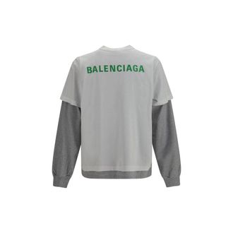 Balenciaga Double-Sleeve Cotton Long-Sleeve T-Shirt - White