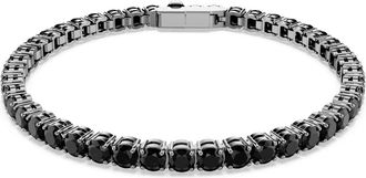 Swarovski Matrix Tennis Armband, Rundschliff, Schwarz, Rutheniert