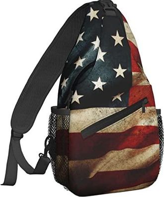 Generic Drapeau Am&eacute;ricain Grunge Sac &Agrave; Bandouli&egrave;re Pratique Sacoche Epaule L&eacute;ger Sac &Agrave; Dos Bandouli&egrave;re Pour Voyage Shopping Femme