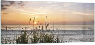 Arttor Panorama Bilder auf Glas 100x40cm Glasbild Westen Sonne Strand Gro&szlig; Wanddeko Bild im Glas Schlafzimmer K&uuml;che Wandbilder Dekoration Wohnzimmer Modern W
